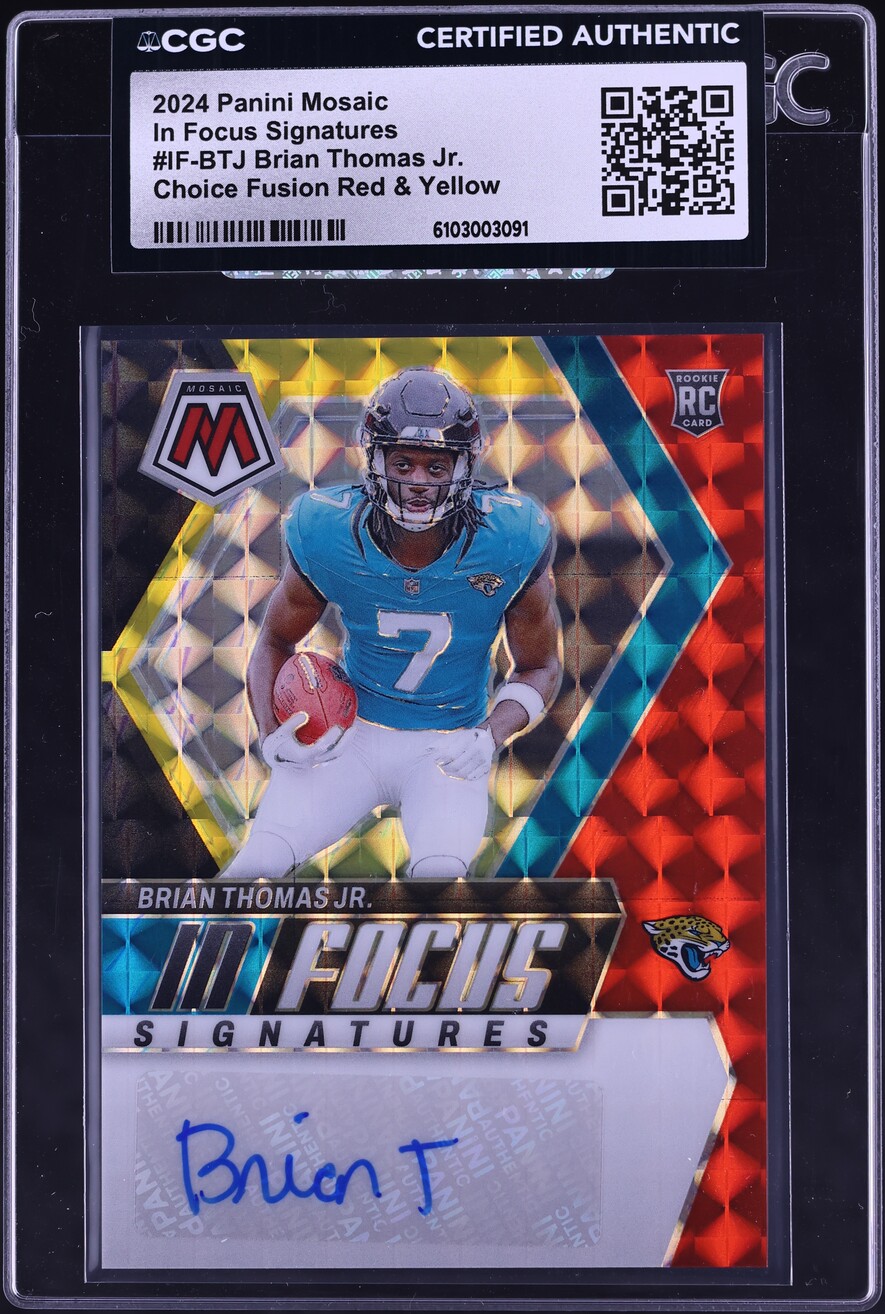 2024 Panini Mosaic In Focus Choice Fusion Red Yellow Prizm Brian Thomas ...