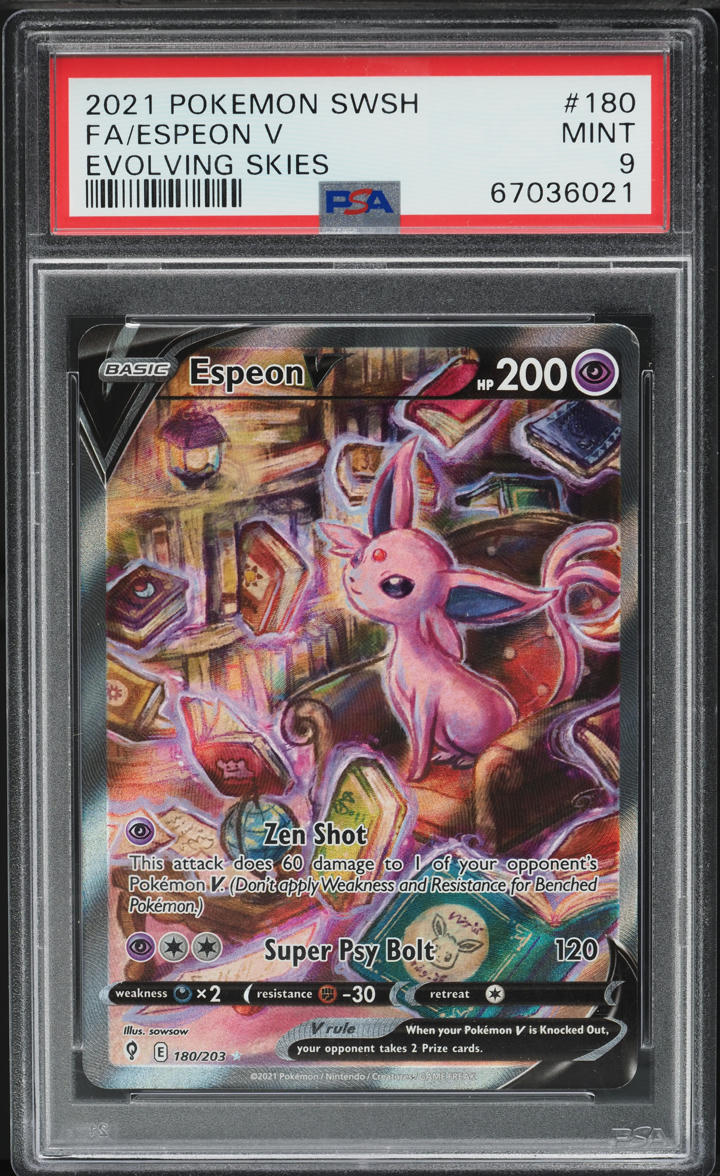 2021 Pokemon Sword & Shield Evolving Skies Alt Art Espeon V #180 PSA 9 ...