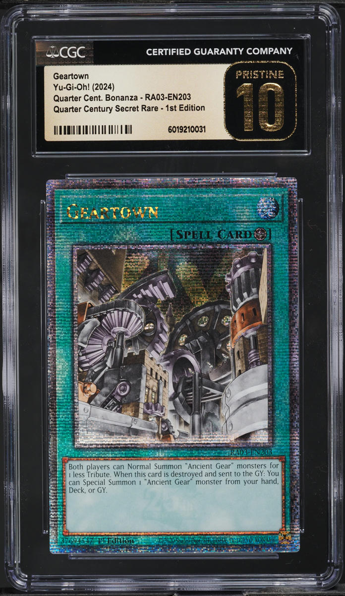 2024 Yu-Gi-Oh! QC Bonanza 1st Edition Geartown #RA03-EN203 CGC 10 PRISTINE on Fanatics Collect