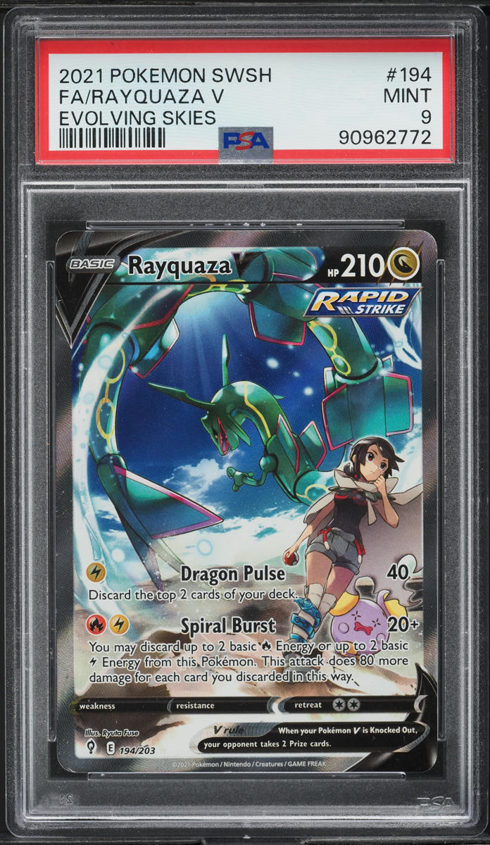 2021 Pokemon Sword & Shield Evolving Skies Alt Art Rayquaza V #194 PSA 9 MINT on Fanatics Collect