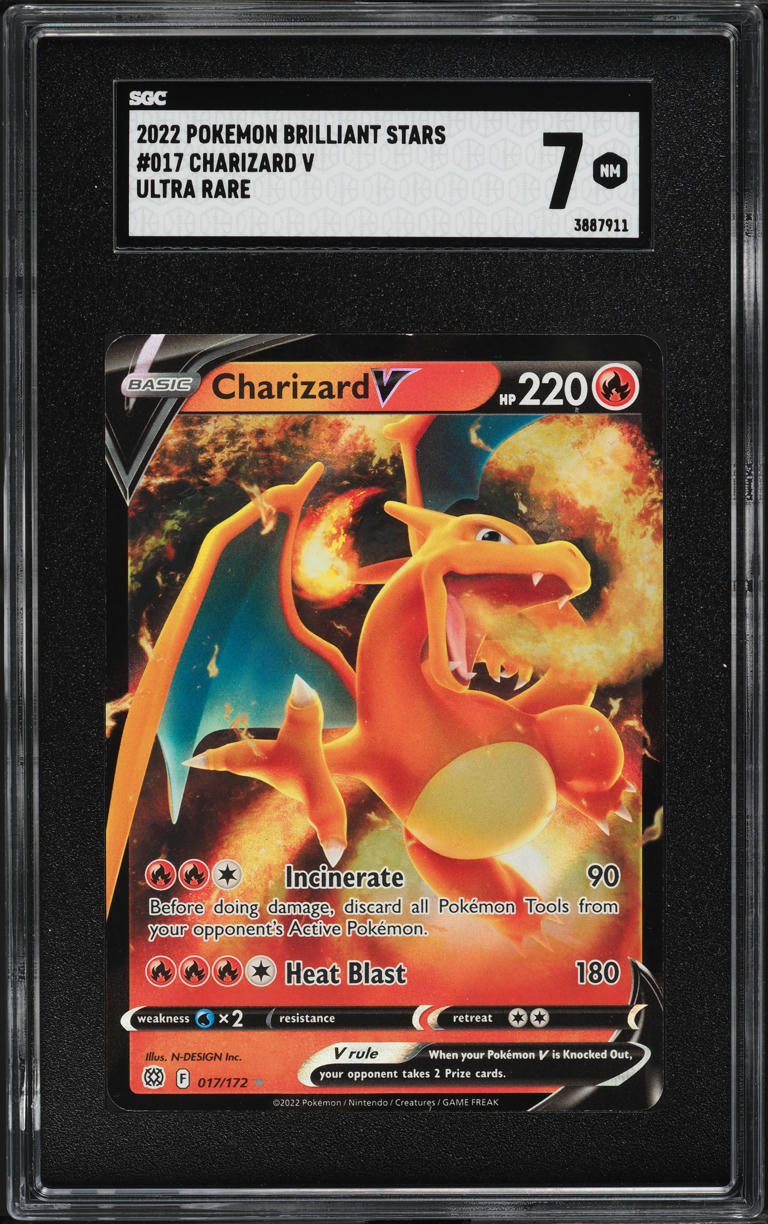 2022 Pokemon Brilliant Stars Ultra Rare Charizard V #017 SGC 7 NRMT on ...