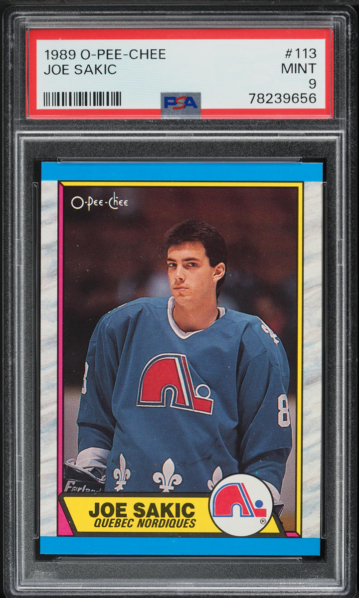1989 O-Pee-Chee Hockey Joe Sakic ROOKIE #113 PSA 9 MINT on Fanatics Collect