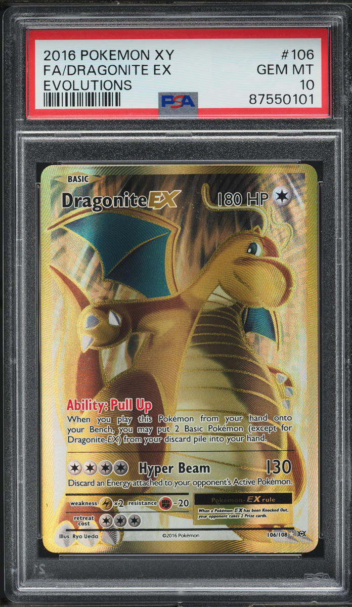 2016 Pokemon XY Evolutions Full Art Dragonite EX #106 PSA 10 GEM MINT ...