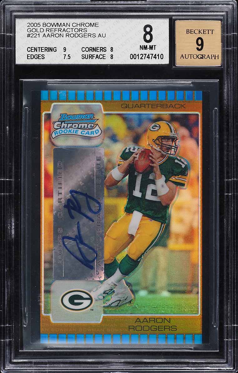 2005 Bowman Chrome Gold Refractor Aaron Rodgers ROOKIE AUTO 1/1 #221 BGS 8 NM-MT on Fanatics Collect