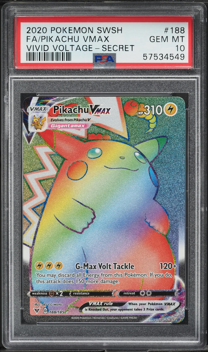 2020 Pokemon SWSH Vivid Voltage Hyper Rare Pikachu VMAX #188 PSA 10 GEM ...
