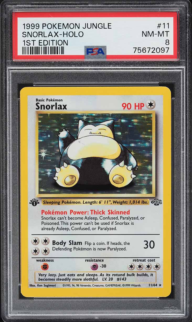 1999 Pokemon Jungle 1st Edition Holo Snorlax #11 PSA 8 NM-MT on ...