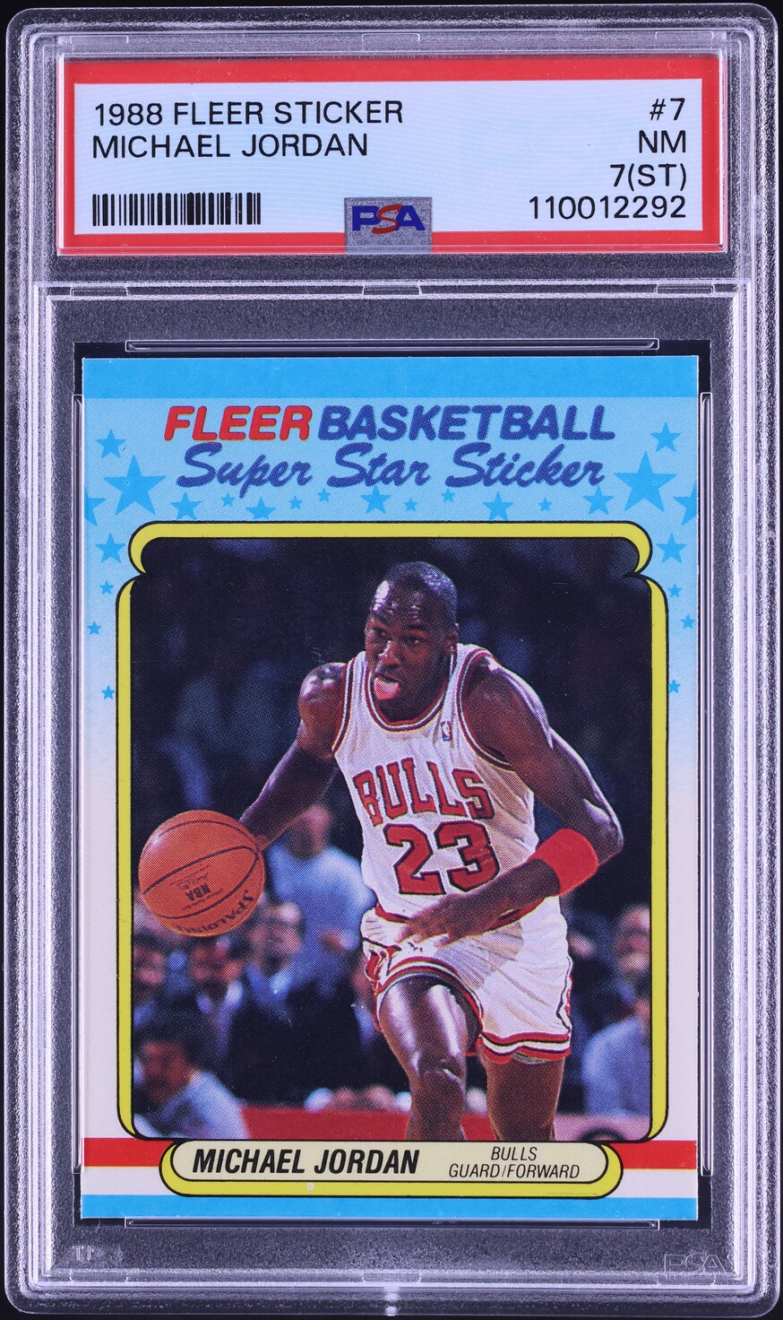 1988 Fleer Sticker Michael Jordan #7 PSA 7(st) NRMT on Fanatics Collect