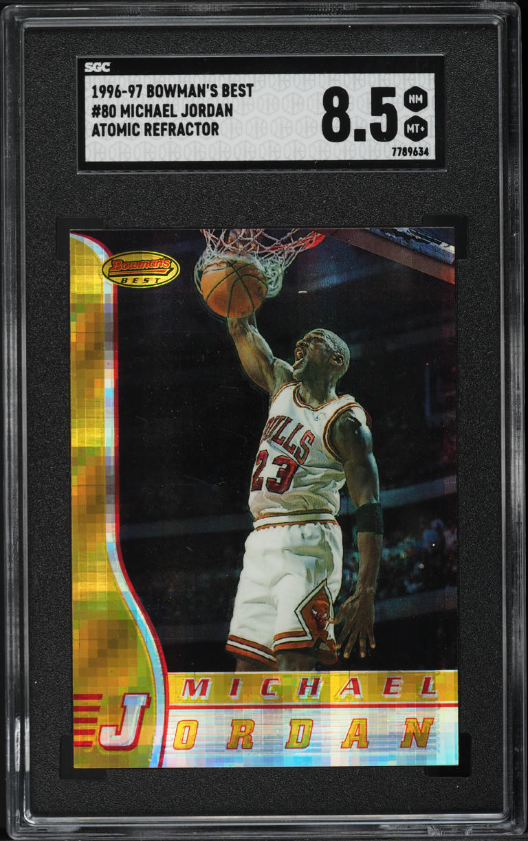 1996 Bowman's Best Atomic Refractor Michael Jordan #80 SGC 8.5 NM-MT+ ...