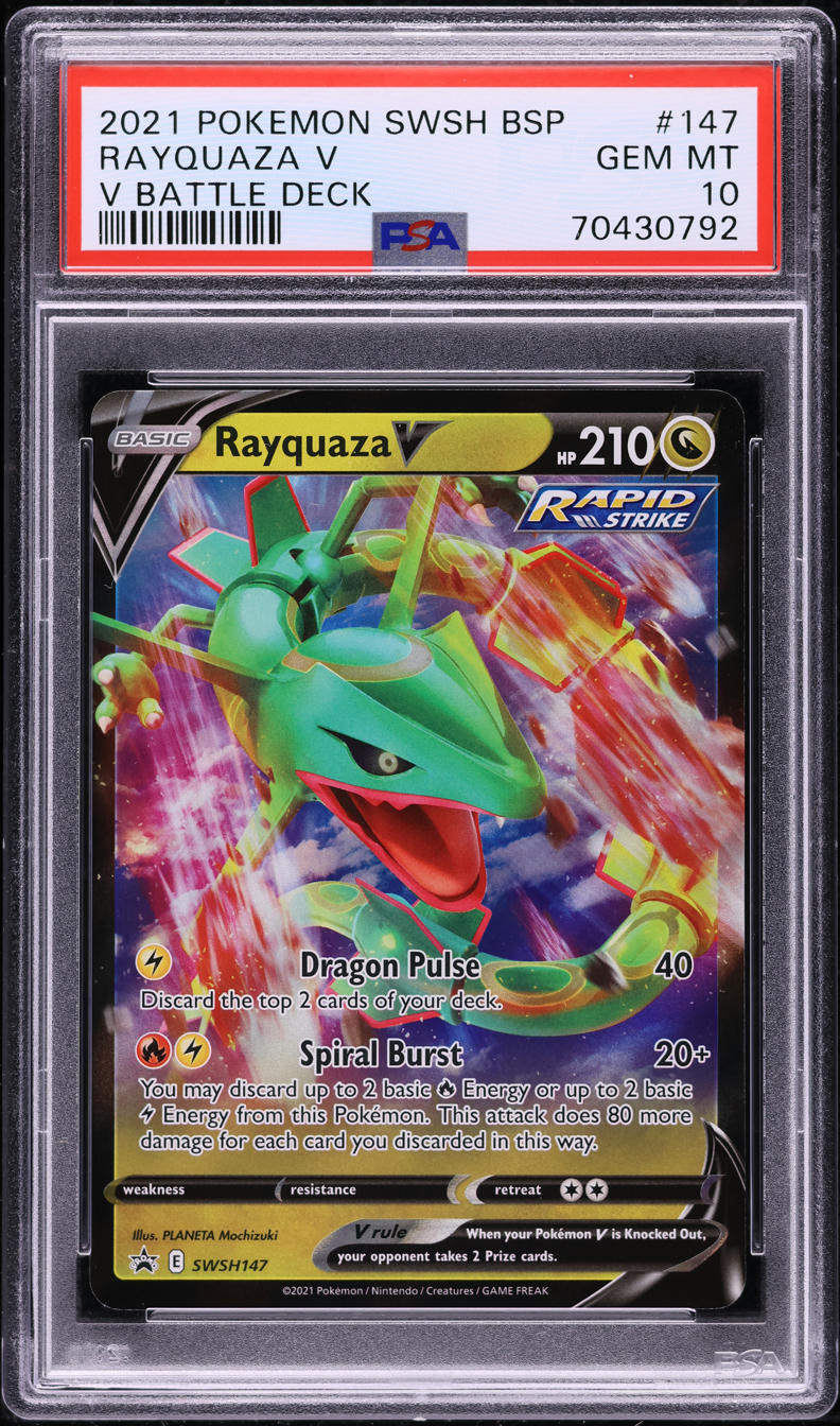 2021 Pokemon SWSH Black Star Promo V Battle Deck Rayquaza V #147 PSA 10 ...