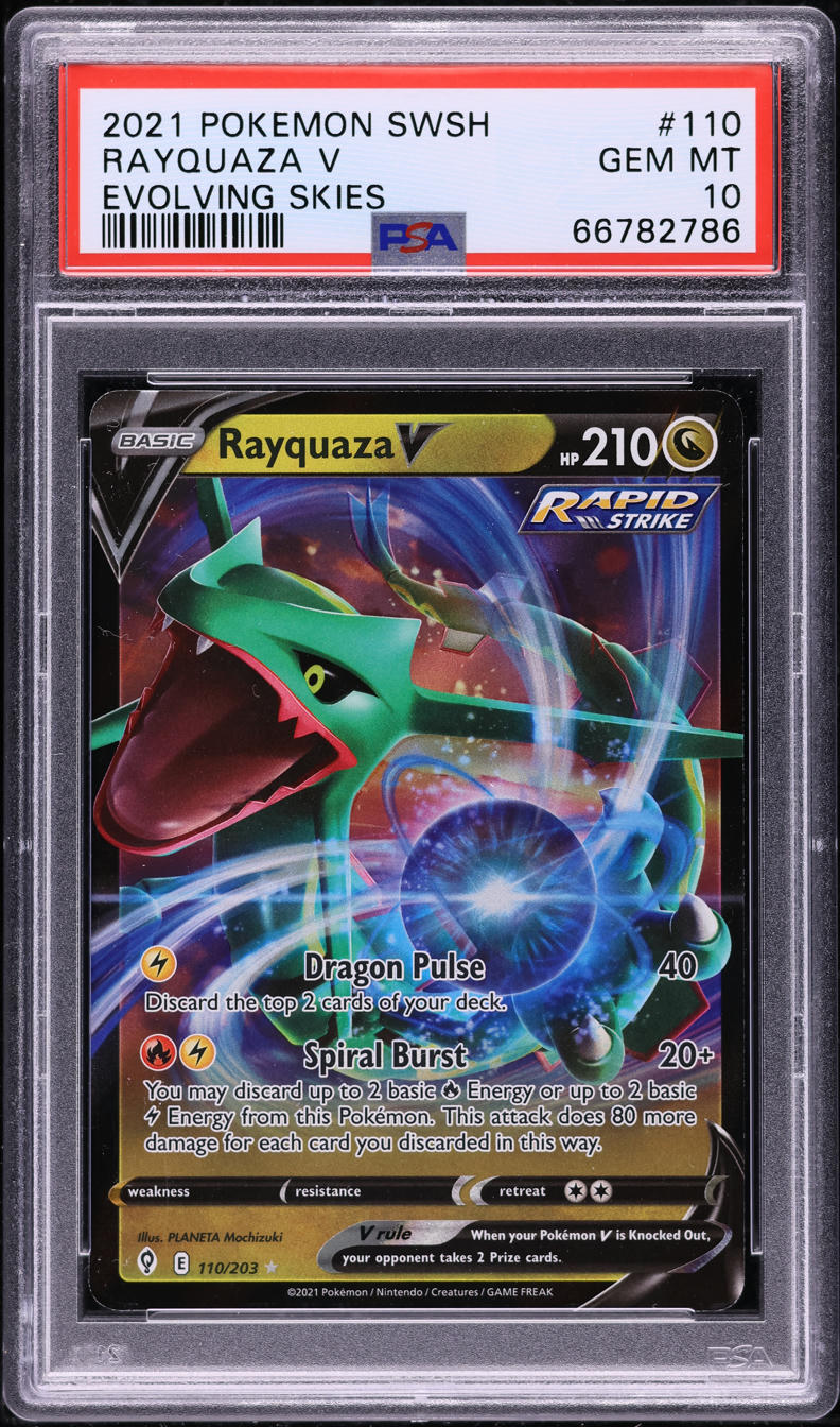 2021 Pokemon Sword & Shield Evolving Skies Rayquaza V #110 PSA 10 GEM MINT on Fanatics Collect