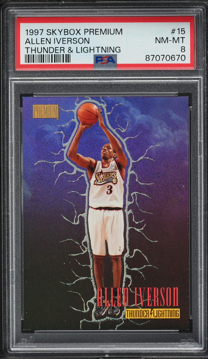 1997 Skybox Premium Thunder & Lightning Allen Iverson #15 PSA 8 NM-MT ...