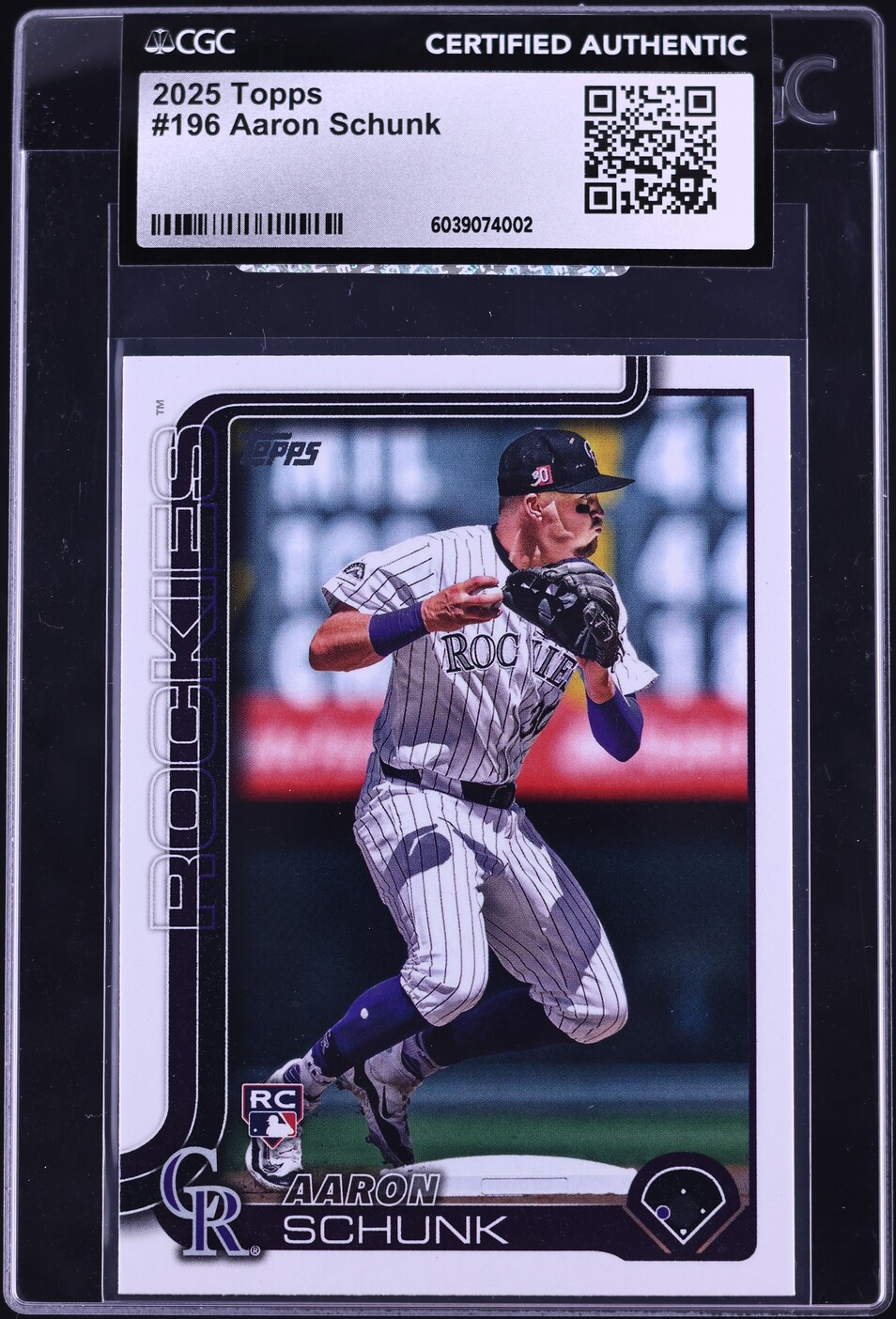 2025 Topps Aaron Schunk ROOKIE #196 CGC AUTH on Fanatics Collect