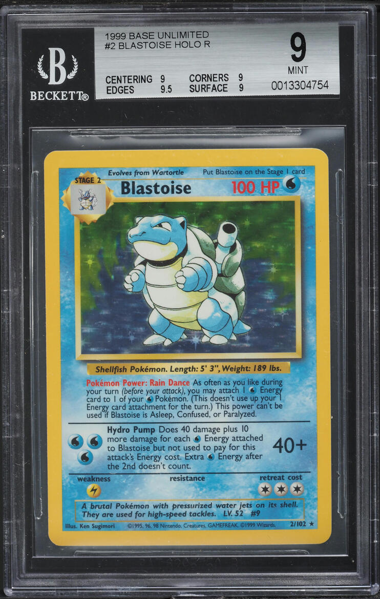 1999 Pokemon Base Set Holo Blastoise #2 BGS 9 MINT on Fanatics Collect