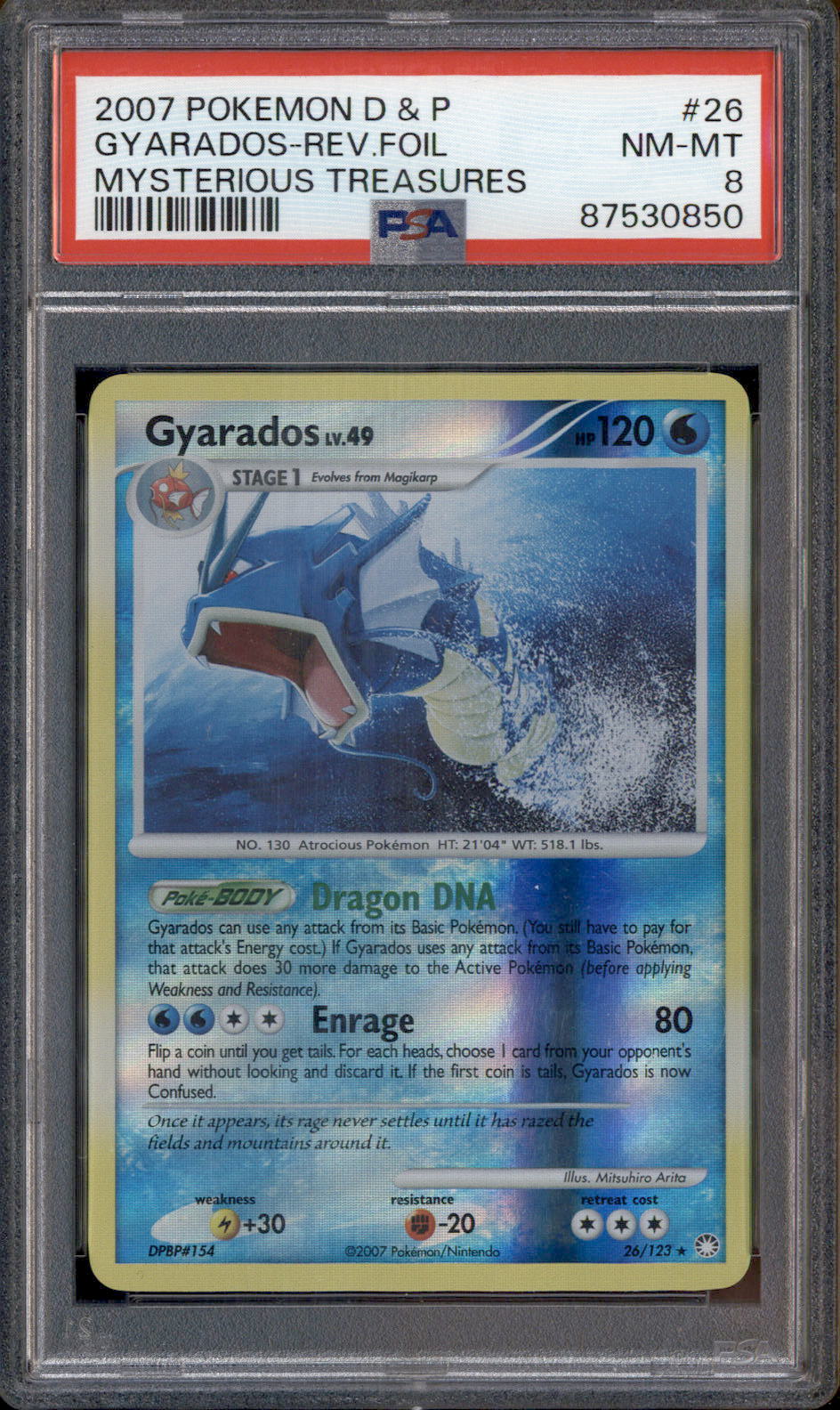2007 Pokemon Diamond & Pearl Mysterious Treasures Gyarados Reverse Foil PSA 8 on Fanatics Collect