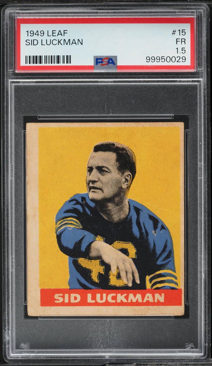 1949 Leaf Football Sid Luckman ROOKIE #15 PSA 1.5 FR on Fanatics Collect