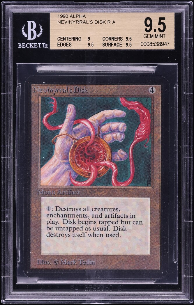 1993 Magic The Gathering MTG Alpha Nevinyrral's Disk BGS 9.5 GEM MINT ...