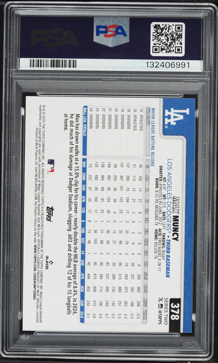 2025 Topps Foil Max Muncy #378 PSA 9 MINT on Fanatics Collect