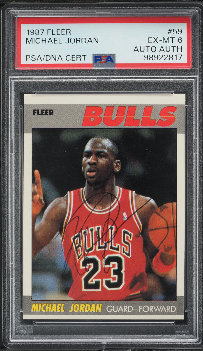 1987 Fleer Basketball Michael Jordan AUTO #59 PSA 6 EXMT on Fanatics ...