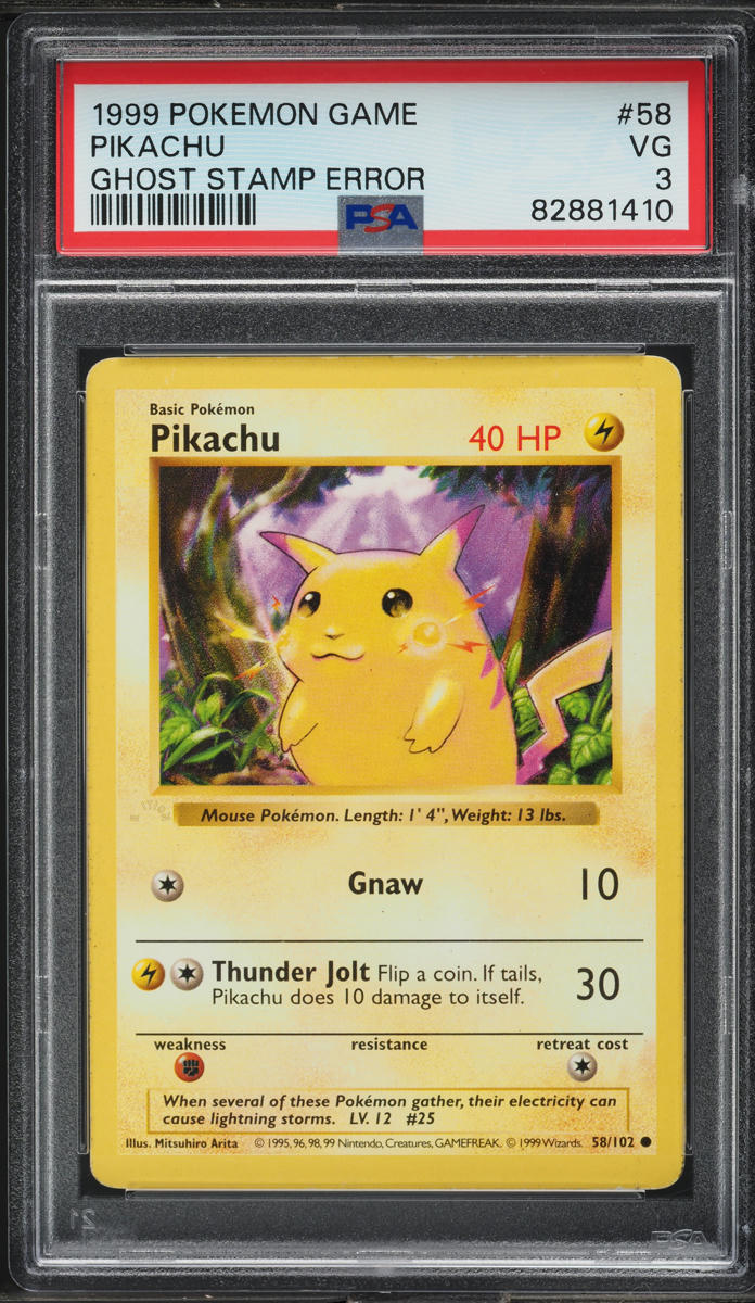 1999 Pokemon Base Set Shadowless 1st Edition Ghost Stamp Error Pikachu ...