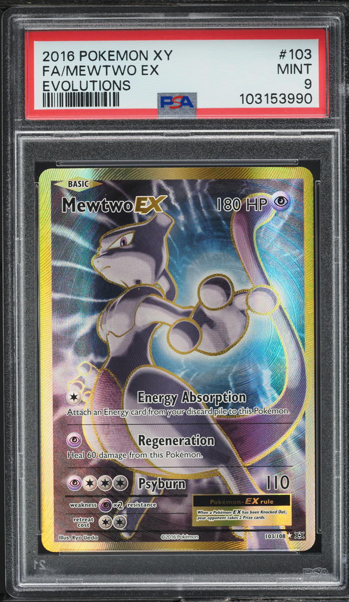 2016 Pokemon XY Evolutions Full Art Mewtwo EX #103 PSA 9 MINT on ...