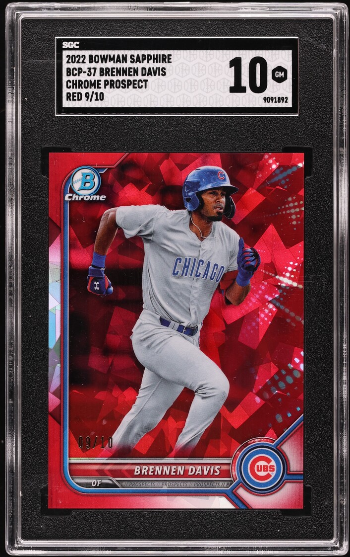 2022 Bowman Chrome Sapphire Red Refractor Brennen Davis PROSPECT /10 # ...
