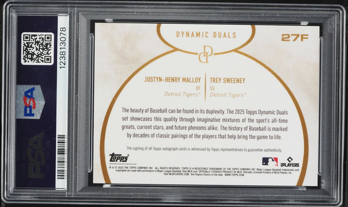 2025 Topps Dynamic Duals Silver Justyn-Henry Malloy Trey Sweeney AUTO ...
