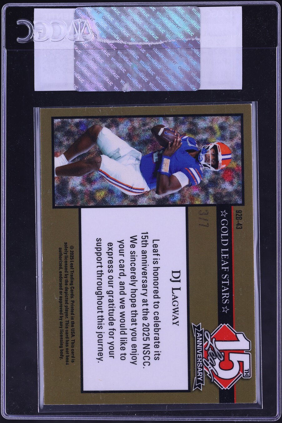 2025 Leaf 15th Anniversary '92 Gold Stars Purple Lazer DJ Lagway ROOKIE ...