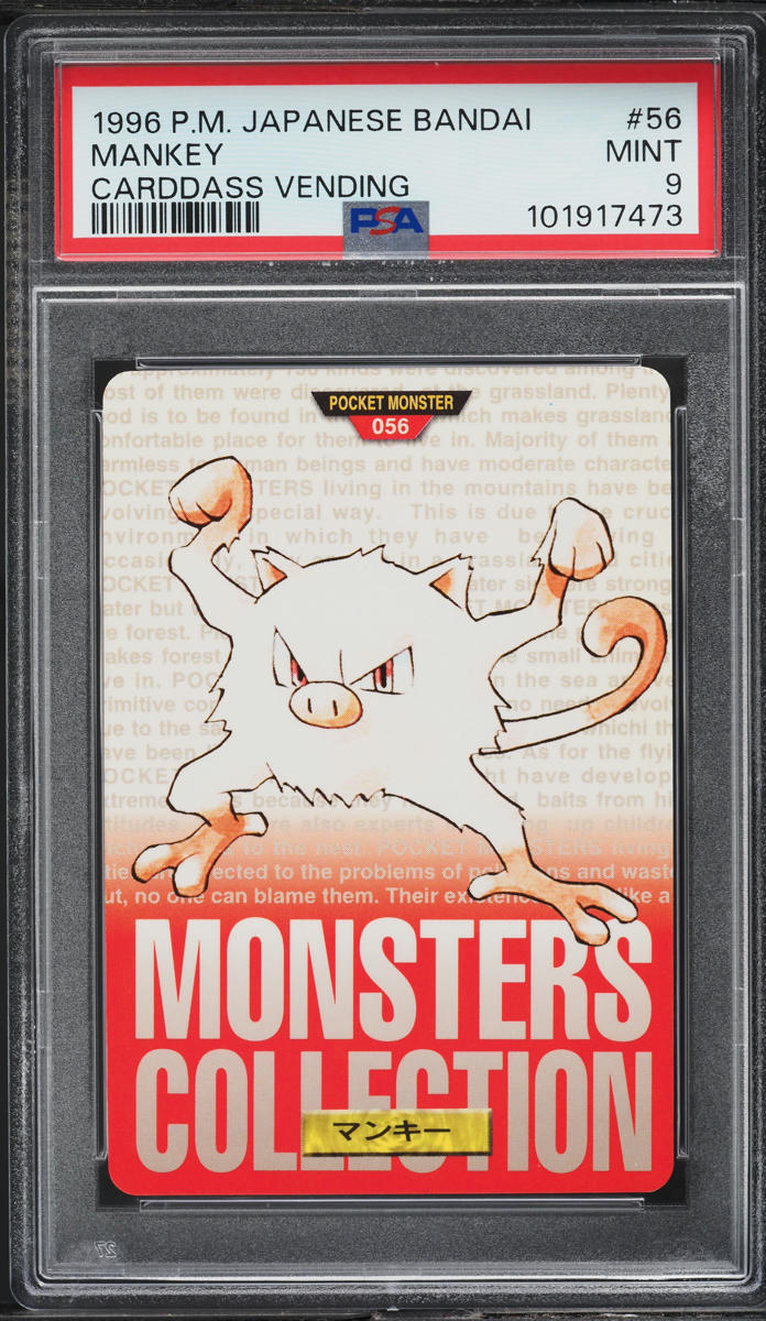 1996 Pokemon Japanese Bandai Carddass Vending Red Mankey #56 PSA 9 MINT ...