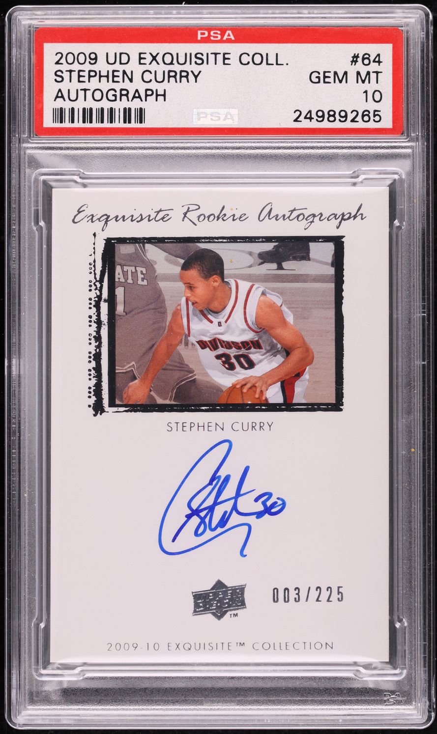 2009 Exquisite Collection Stephen Curry ROOKIE AUTO /225 #64 PSA 10 GEM ...