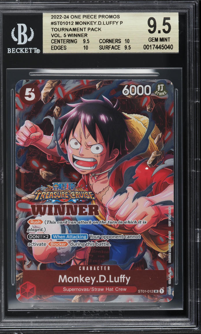 2022 One Piece Promo Tournament Pack 5 Winner Monkey D. Luffy #ST01-012 BGS 9.5 on Fanatics Collect
