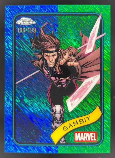 2025 Topps Chrome Marvel Blue & Green Shimmer Refractor #105 Gambit ...