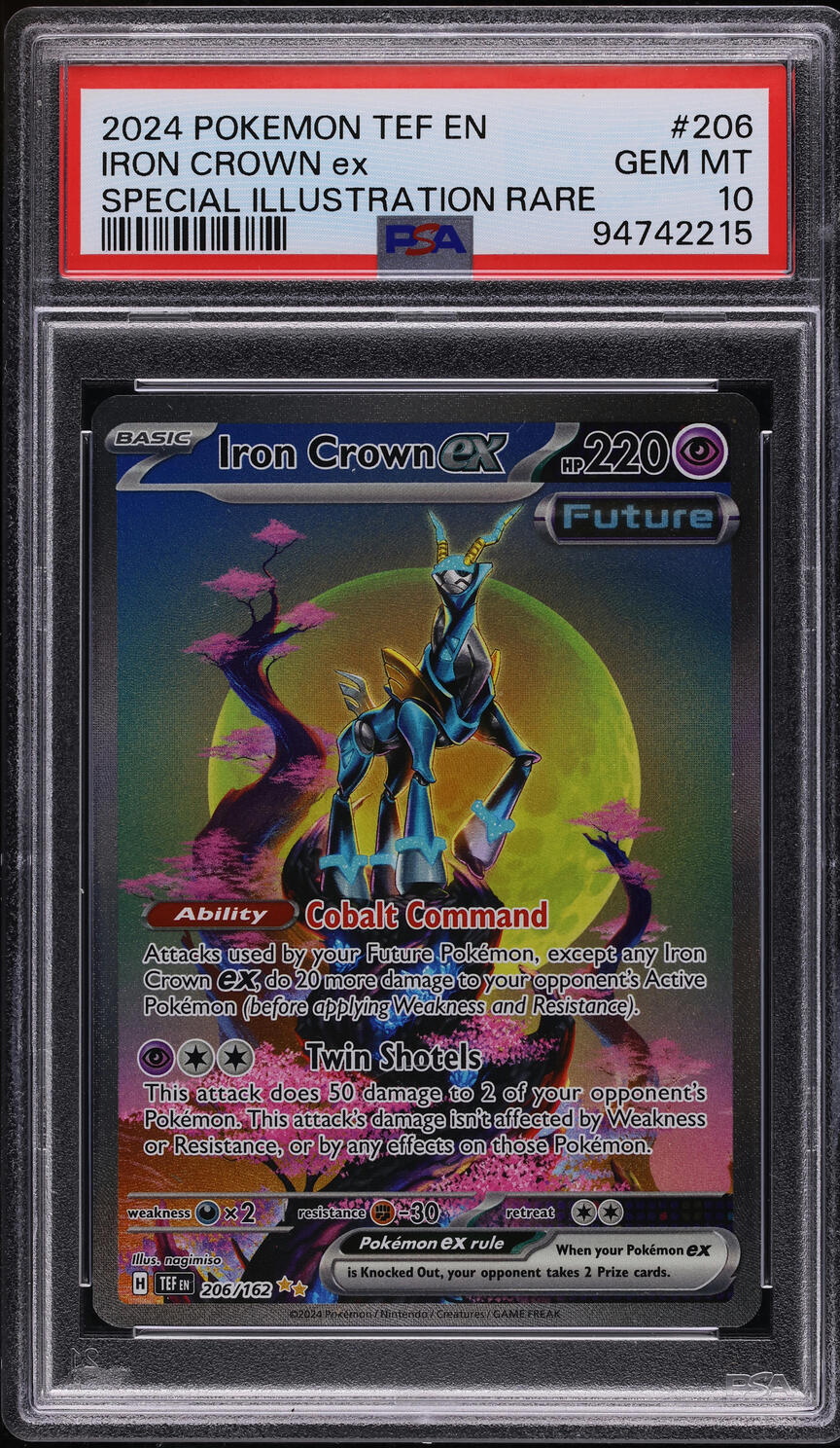 2024 Pokemon SV Temporal Forces SIR Iron Crown ex #206 PSA 10 GEM MINT on Fanatics Collect