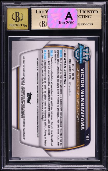 2022 Bowman Chrome University Orange Refractor Victor Wembanyama ...