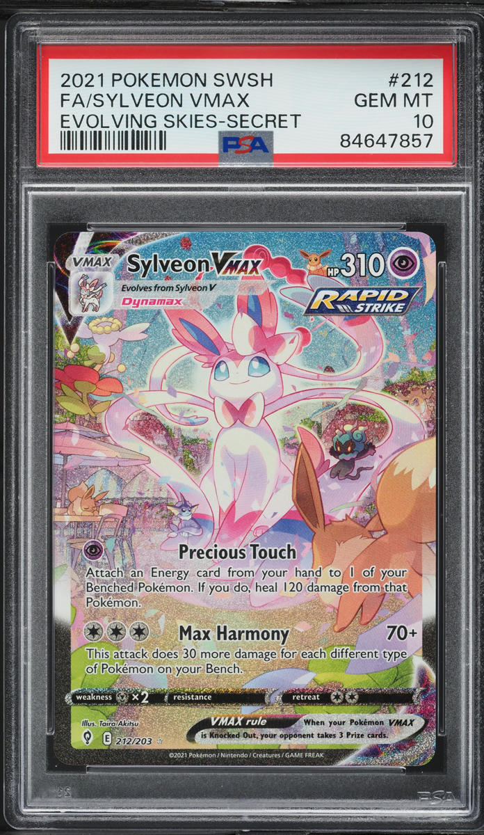 2021 Pokemon Sword & Shield Evolving Skies Full Art Sylveon VMAX #212 PSA 10 GEM on Fanatics Collect