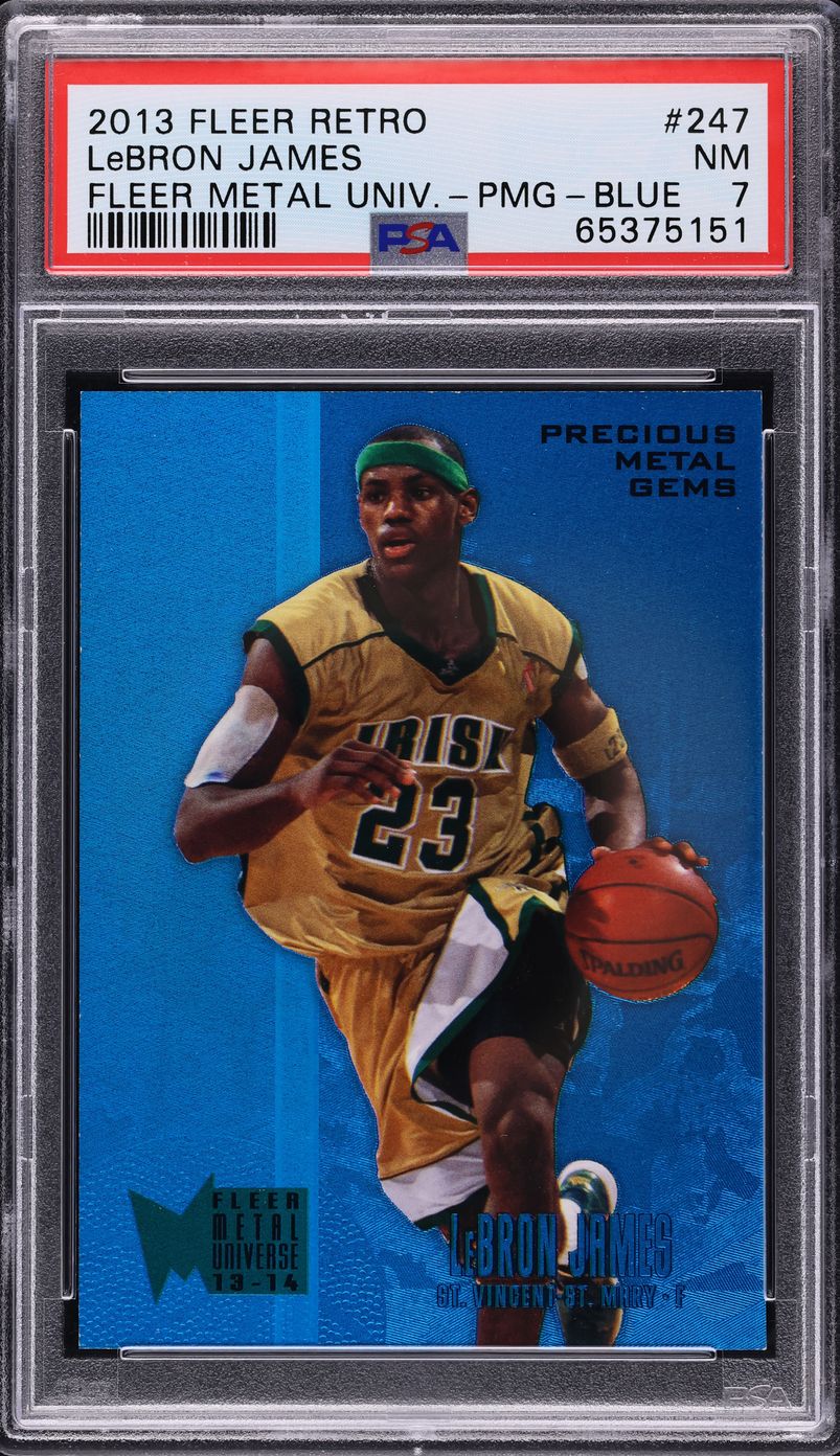 2013 Fleer Retro Metal Universe PMG Blue LeBron James /50 #247 PSA 7 ...
