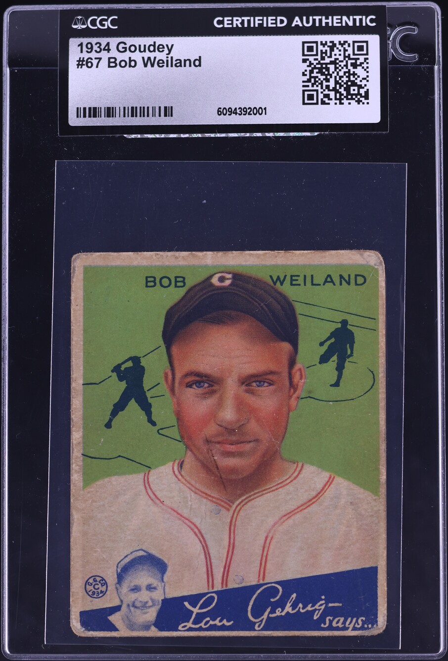1934 Goudey Bob Weiland #67 CGC AUTH on Fanatics Collect
