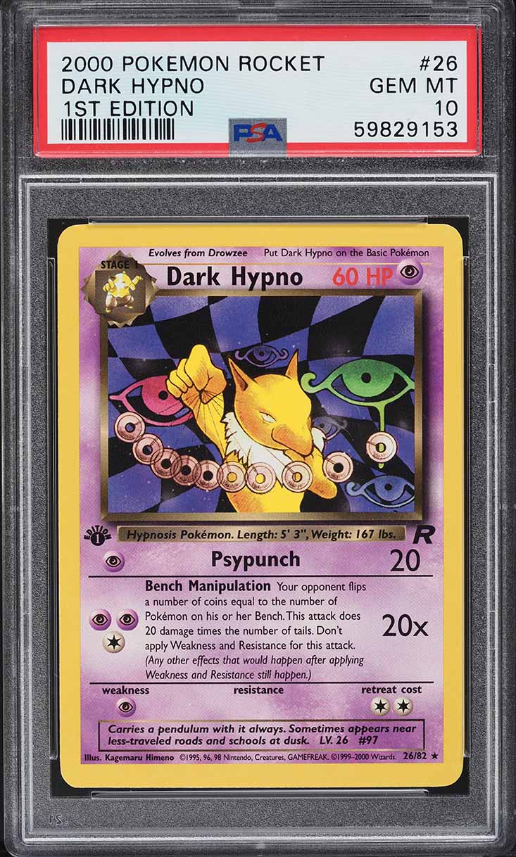 2000 Pokemon Team Rocket 1st Edition Dark Hypno #26 PSA 10 GEM MINT on Fanatics Collect