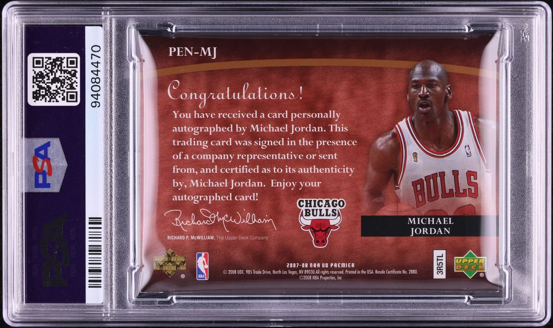 2007 Upper Deck Premier Penmanship Copper Michael Jordan AUTO DNA 10 1/ ...