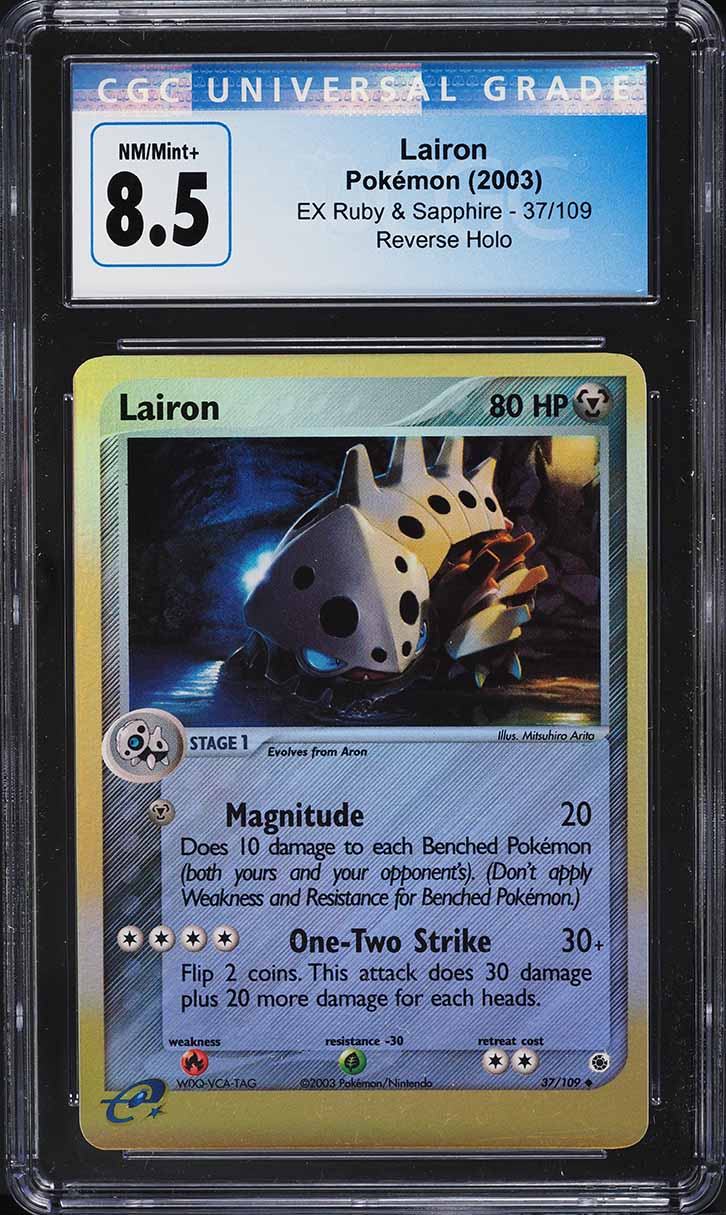 2003 Pokemon EX Ruby & Sapphire Reverse Holo Lairon #37 CGC 8.5 NM-MT+ ...
