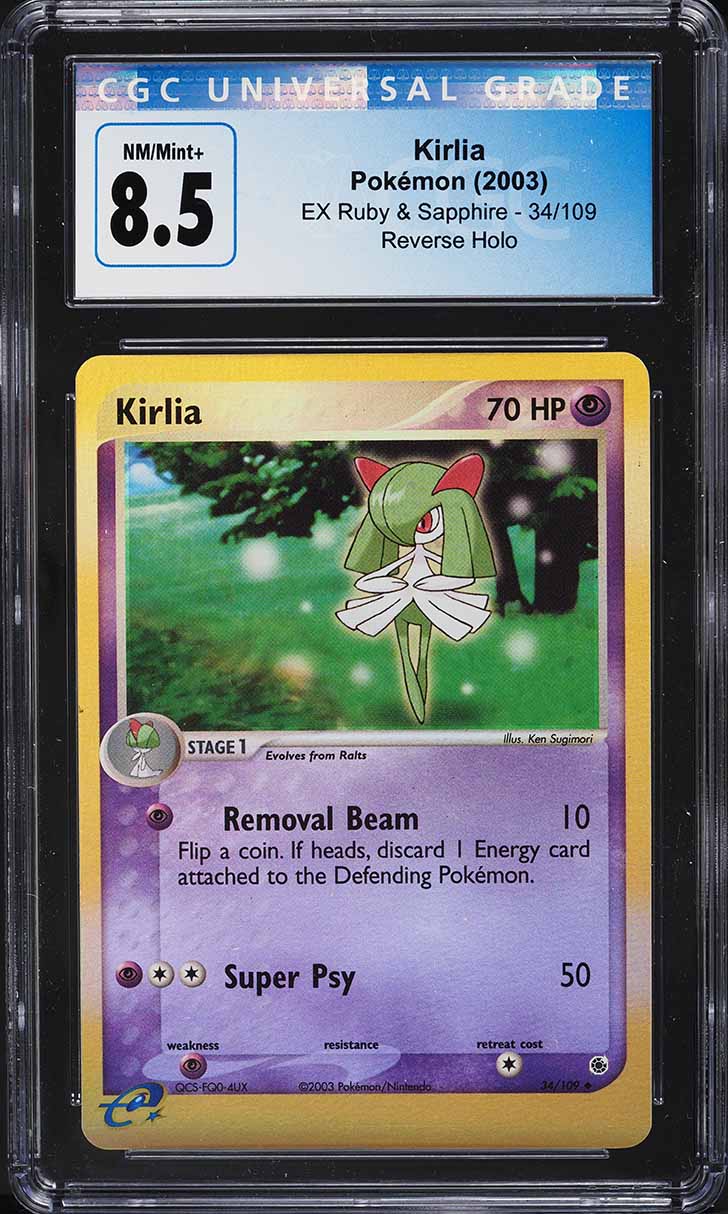 2003 Pokemon EX Ruby & Sapphire Reverse Holo Kirlia #34 CGC 8.5 NM-MT+ ...