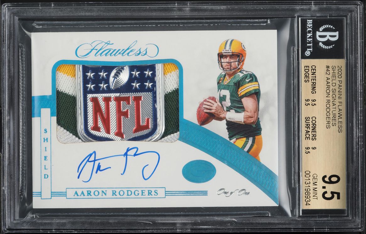 2020 Panini Flawless Aaron Rodgers NFL SHIELD PATCH AUTO 1/1 #SLS-ARO ...