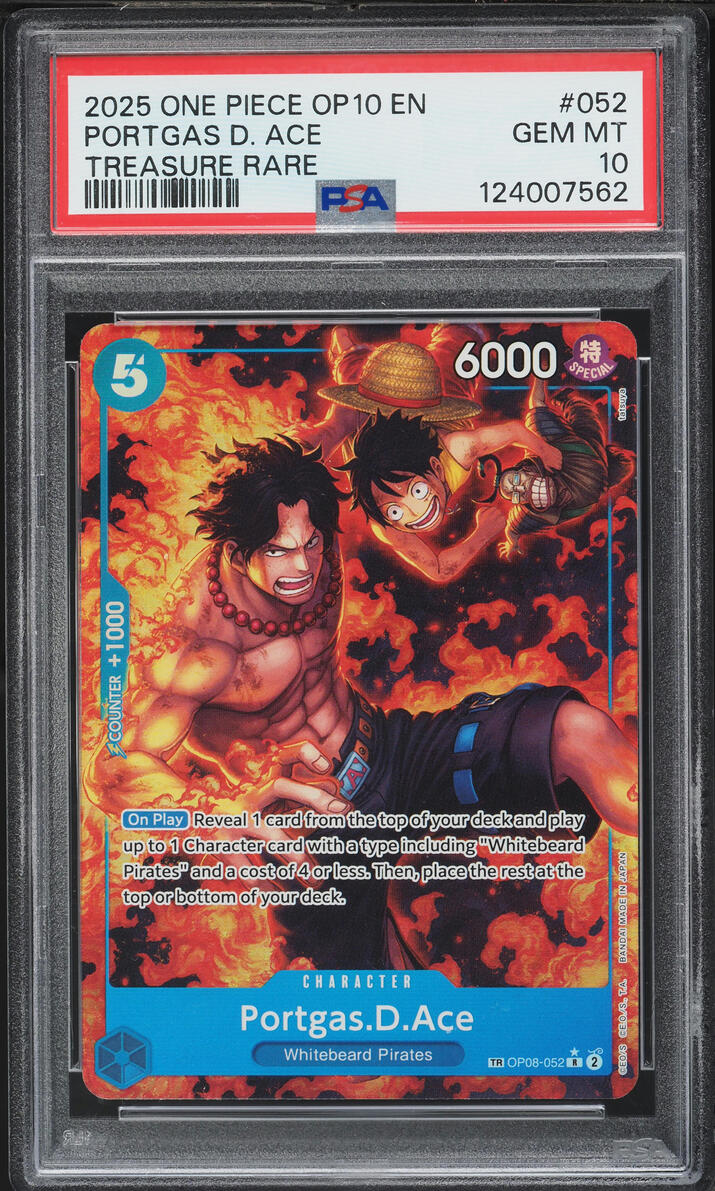 2025 One Piece Royal Blood Treasure Rare Portgas D. Ace #052 PSA 10 GEM ...