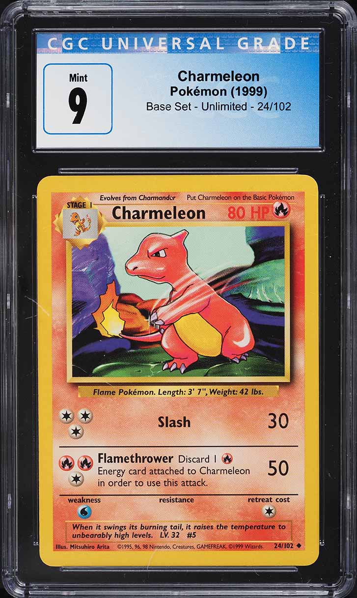 1999 Pokemon Base Set Charmeleon #24 CGC 9 MINT on Fanatics Collect
