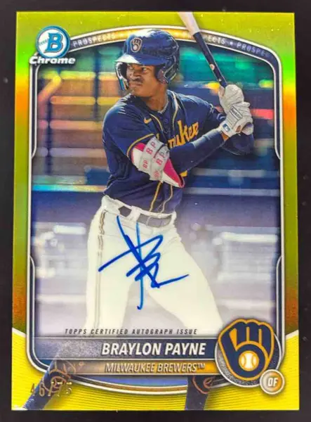 2025 Bowman Chrome Autograph Yellow Refractor #CPA-BP Braylon Payne ...
