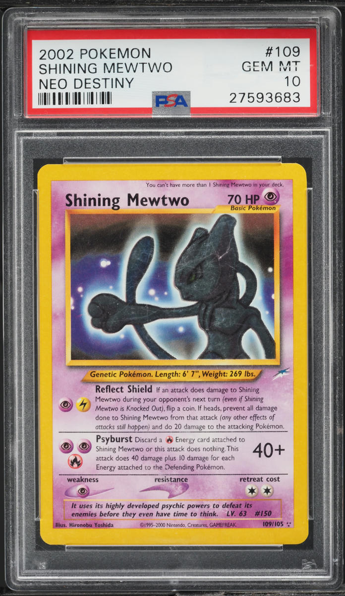 2002 Pokemon Neo Destiny Shining Mewtwo #109 PSA 10 GEM MINT on ...
