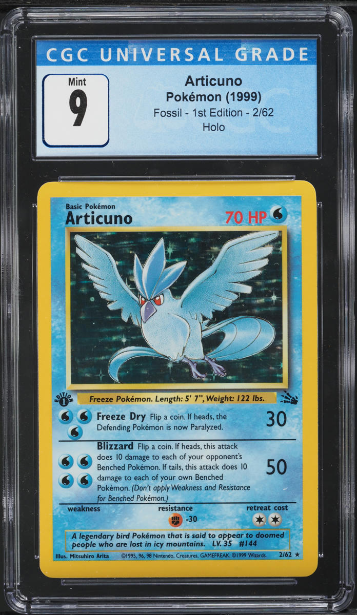 1999 Pokemon Fossil 1st Edition Holo Articuno #2 CGC 9 MINT on Fanatics Collect