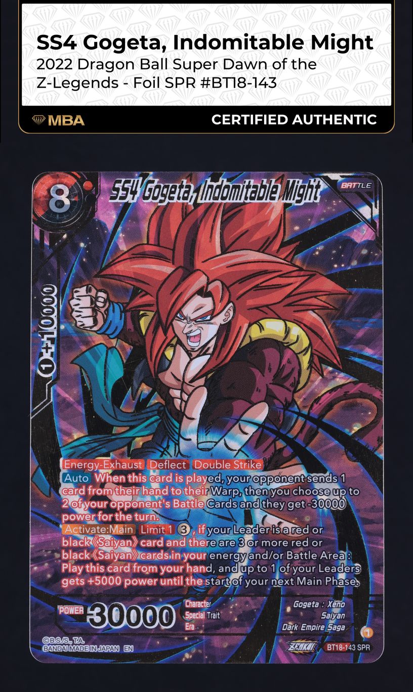 2022 Dragon Ball S Dawn Of Z-Legends Foil SS4 Gogeta, Indomitable Might ...