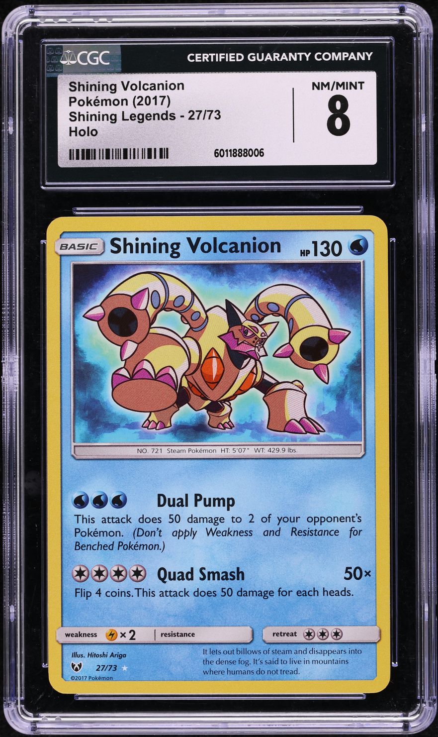 2017 Pokemon Sun & Moon Shining Legends Holo Shining Volcanion #27 CGC 8 NM-MT on Fanatics Collect