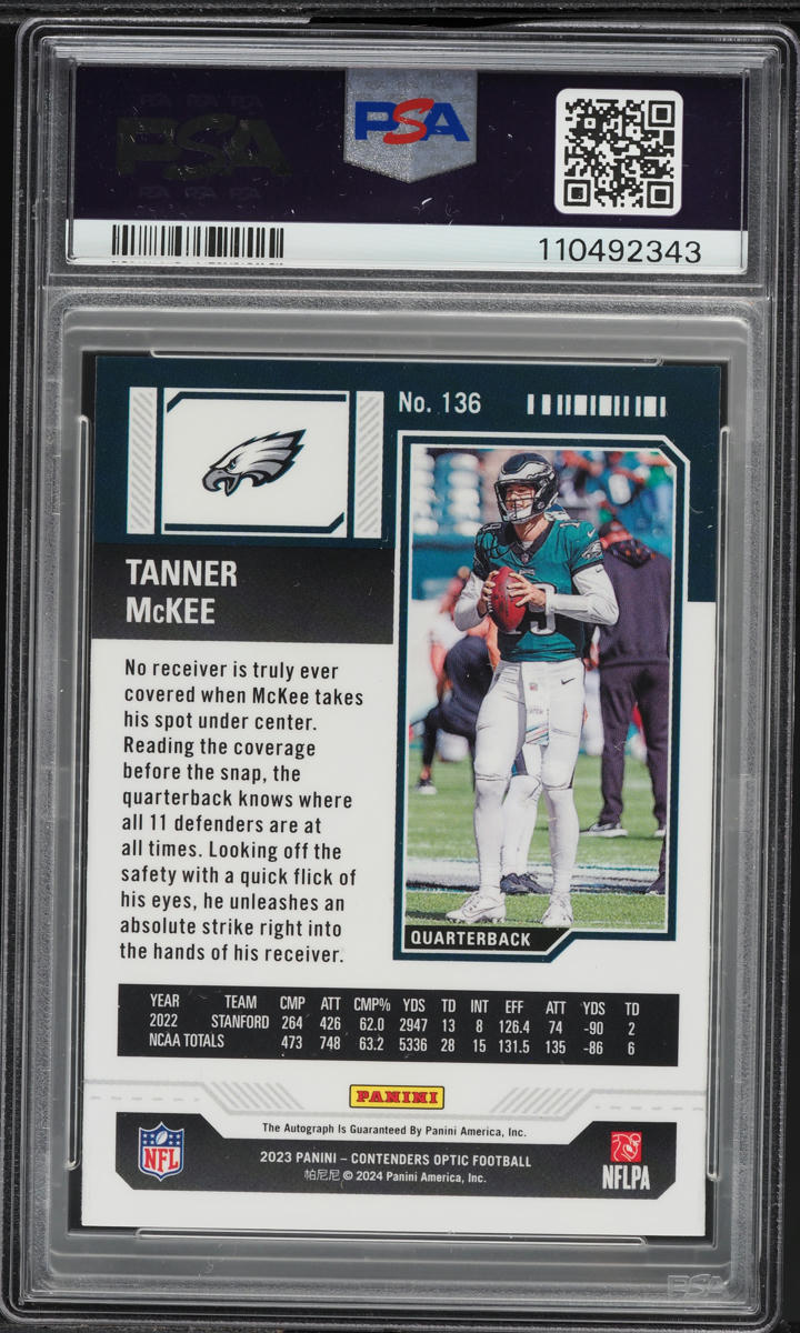 2023 Panini Contenders Optic Tanner McKee ROOKIE AUTO #136 PSA 9 MINT ...