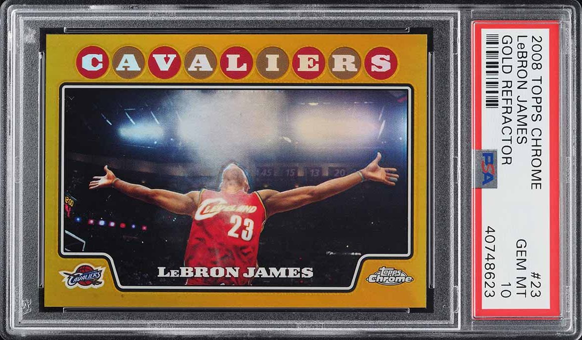 2008 Topps Chrome Gold Refractor LeBron James /50 #23 PSA 10 GEM MINT ...